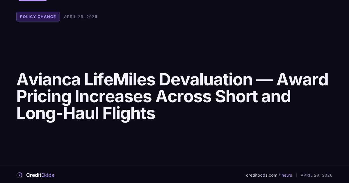 Avianca LifeMiles Devaluation — Award Pricing… | CreditOdds